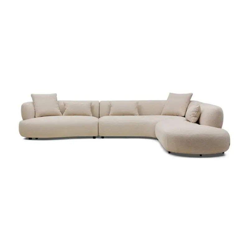 Curved Modern Beni Beige Modular Sofa - Right Hand Chaise – Heliconia & Co.