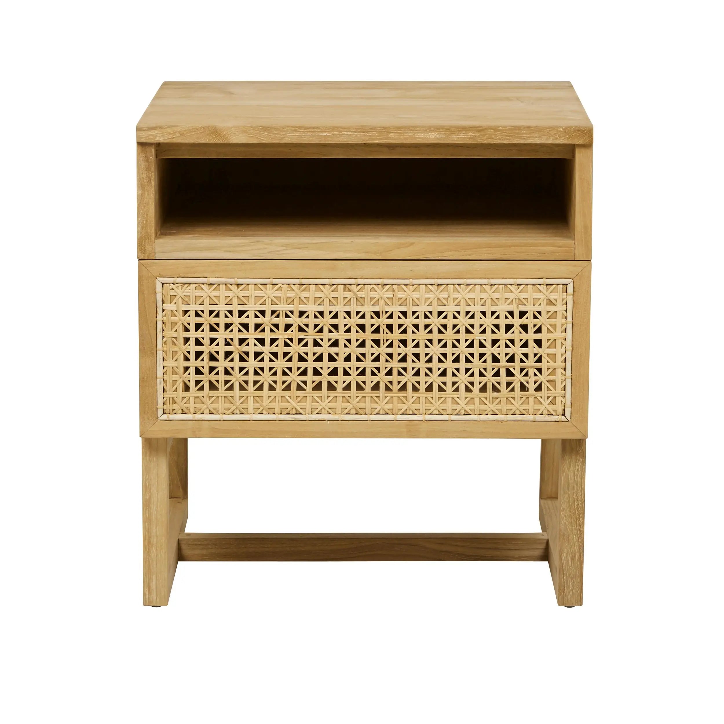 Willow Woven Designer Bedside - Teak - GlobeWest – Heliconia & Co.